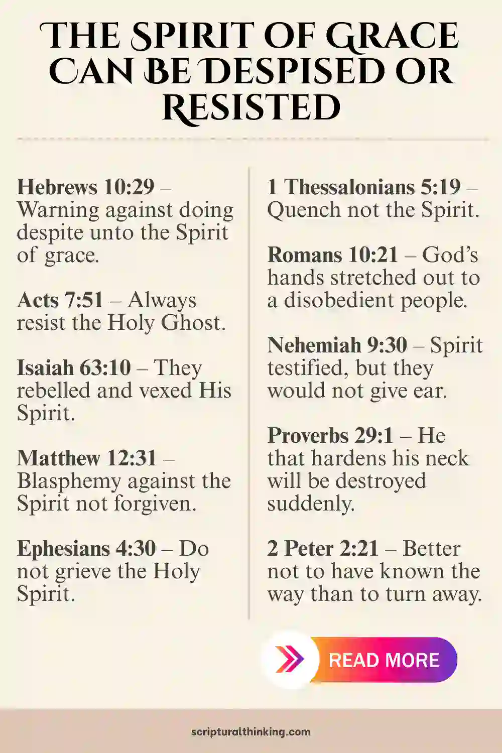 The Spirit of Grace Can Be Despised or Resisted